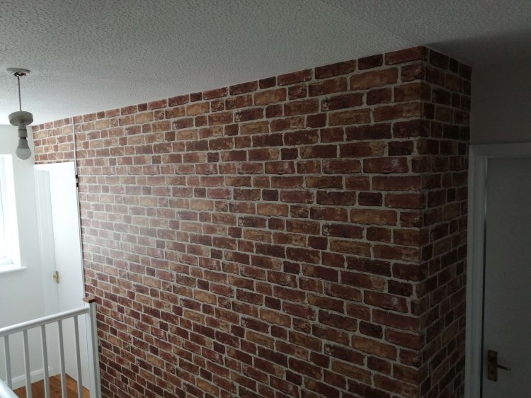 Brick effect feature wall for hall and stairs | Avanti Decorate